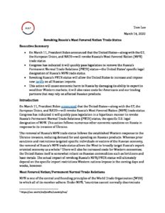 US and Russia Most Favored Nation (MFN) and Permanent Normal Trade ...