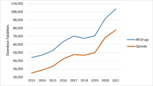 Chart 1 Opioid and All Drug Overdose Fatalities 2013-2021 - AAF