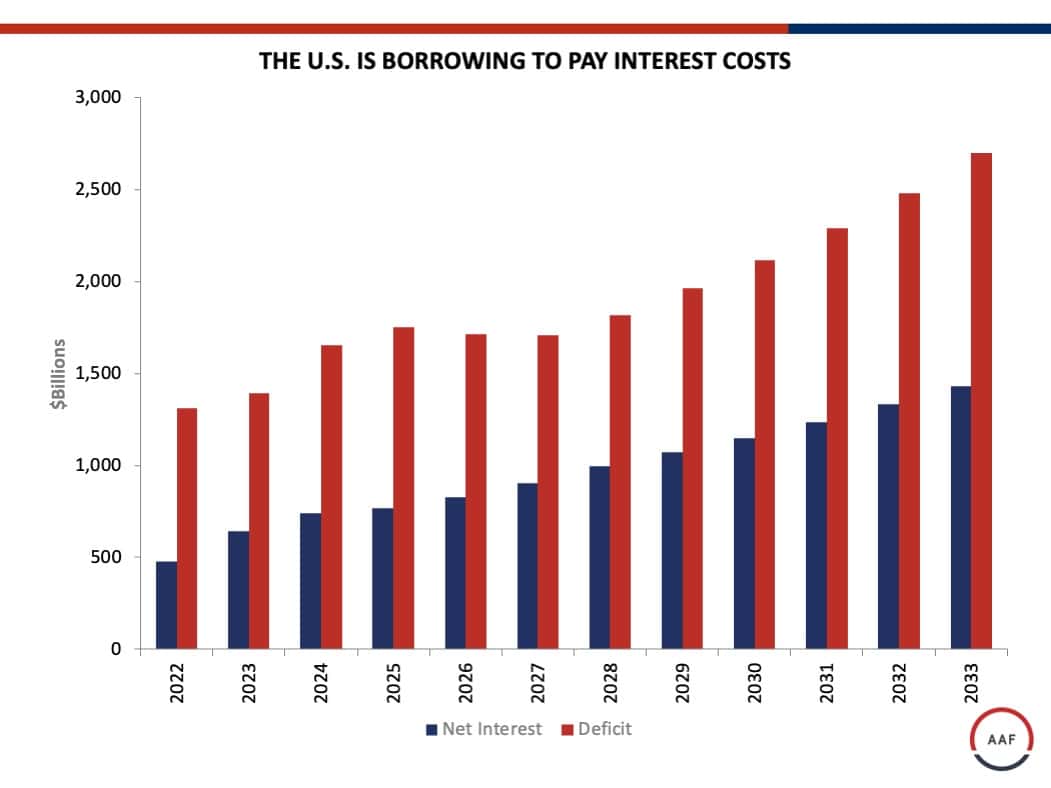 THE U.S. IS BORROWING TO PAY INTEREST COSTS - AAF